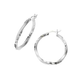 Paar Creolen Firetti "Schmuck Geschenk Silber 925 Basic diamantiert" Gr. 30, silber (silberfarben), Ohrringe, Damen, 30, Silber 925 (Sterlingsilber), Paar Creolen
