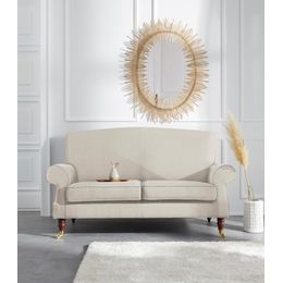 2-Sitzer Home Affaire "Rennes", beige (creme uni), B:160cm H:90cm T:93cm, Samtoptik (100% Polyester);Baumwollmix (50% Baumwolle, 50% Polyester), Sofas, 2-Sitzer, in Samtoptik oder Baumwoll-Mix