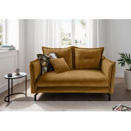 2-Sitzer Home Affaire "LAVA Breite 168 cm, modern & elegant, aktuelle Kissenoptik, bequem", gelb, dunkel, B:168cm H:94cm T:110cm, Sofas, 2-Sitzer, Armlehnen verstellbar
