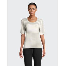 T-Shirt Joy Sportswear "ALLISON", Damen, Gr. 36, beige (sand stripes), Single Jersey, Obermaterial: 95% Polyamid, 5% Elasthan, normal, Rundhals, eingesetzt eingefasste Kante, Shirts T-Shirt