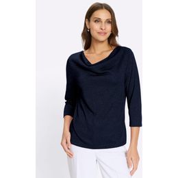 Wasserfallshirt Lady "Wasserfallshirt", Damen, Gr. 46, marine, 75% Viskose, 20% metallisierte Fasern, 5% Elasthan, unifarben, Wasserfallausschnitt, Shirts Wasserfallshirt