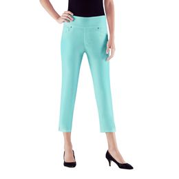 Stretch-Hose Casual Looks, Damen, Gr. 22, Kurzgr&ouml;&szlig;en, blau (aqua), 72% Viskose, 25% Polyamid, 3% Elasthan, unifarben, 7/8-L&auml;nge, Hosen Stretch-Hose