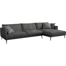 Ecksofa Egoitaliano "Sophia, Designsofa mit extrakomfortablem Sitzkomfort, Breite 274cm", grau (smoke), B:274cm H:77cm T:154cm, Luxus-Micofaser Lederoptik (100% Polyester) ist ein neues technisches Gewebe mit einem visuellen und taktilen Aspekt, der dem Nubuk sehr nahe kommt, mit innovativen Eigenschaften. Seine au&szlig;erordentliche Weichheit kommt von einem exklusiven Produktionsprozess, der Unreinhe