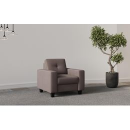 Sessel Home Affaire "Varese", grau (taupe), B:96cm H:91cm T:90cm, 90% Polyester 10% Polyamid, Sessel, Sessel, Kreuznaht in beige