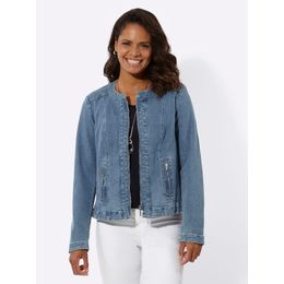 Jackenblazer Casual Looks "Jeansblazer", Damen, Gr. 42, blau (blau, bleached), 99% Baumwolle, 1% Elasthan, Blazer Jackenblazer