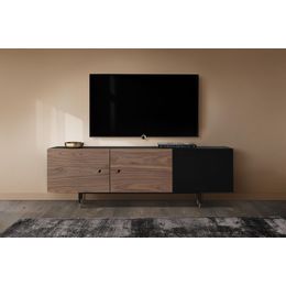 Kommode WOODMAN "Jugend Kommode", braun (nuss, schwarz), B:150cm H:52cm T:45cm, Sideboards, Kommode, mit Holzfurnier aus Eiche, Skandinavisches Design, FSC