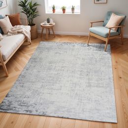 Teppich LIVABLISS "UTRECHT", grau, B:140cm H:9mm L:200cm, Kunstfaser, Teppiche, Teppich, Designerteppich in Marmor Optik, Kurzflor Wohnzimmerteppich/L&auml;ufer