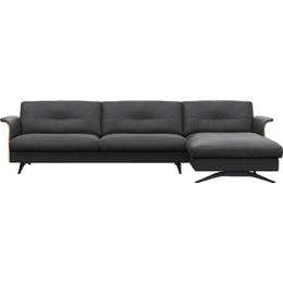 Ecksofa FLEXLUX "Glow, super bequem durch hochwertigem Sitzaufbau mit Federkern, L-Form", schwarz (deep schwarz), B:305cm H:81cm T:158cm, 100% Echteder, Sofas, Ecksofa, Modernes skandinavisches Design