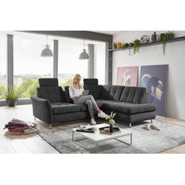 Ecksofa DIE PLANBAR "MP-IN20016 L-Form mit Kaltschaum-Polsterung", schwarz, B:242cm H:87cm T:116cm, 100% Polyester, Sofas, Ecksofa, wahlweise mit Kopfst&uuml;tzen und Bettfunktion, mit Kaltschaum-Polsterung