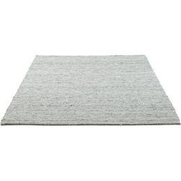 Wollteppich Sansibar "H&ouml;rnum", grau (hellgrau), B:90cm H:12mm L:160cm, Schurwolle, Teppiche, Wollteppich, Handweb Teppich, meliert, reine gewalkte Wolle, handgewebt