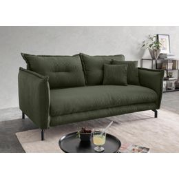 3-Sitzer Home Affaire "LAVA Breite 198 cm, modern und elegant, aktuelle Kissenoptik, bequem", moosgr&uuml;n, B:198cm H:94cm T:110cm, Sofas, 3-Sitzer, Armlehnen verstellbar