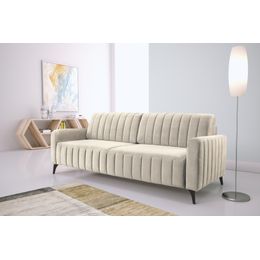 3-Sitzer exxpo - SOFA FASHION "Grande, Schlafsofa, Dauerschl&auml;fer, Microvelours-Bezug, Breite 222cm", beige, B:222cm H:90cm T:100cm, Sofas, 3-Sitzer, mit Bettfunktion und Bettkasten, komfortabler Federkern