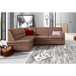 Sit & More Ecksofa SIT & MORE "Pisa L-Form", braun, B:245cm H:89cm T:161cm, NaturLEDER (echtes Rindsleder), Korpus in Kunstleder SOFTLUX;Luxus-Microfaser (90% Polyester, 10% Polyamid);Struktur (100% Polyester);Luxus-Microfaser ALTARA NUBUCK (100% Polyester), Sofas, Ecksofa, mit Federkern, wahlweise mit Bettfunktion