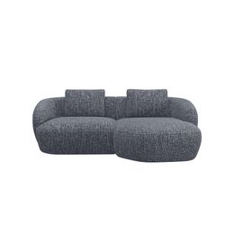Wohnlandschaft FLEXLUX "Torino, rund, L-Form, Sofa-Ecke mit Recamiere, Longchair-Sofa", grau (granite grau), B:217cm H:85cm T:146cm, 100% Polyester, Sofas, Wohnlandschaft, Modernes, organisches Sofa-Design, Kaltschaum, Wellenunterfederung