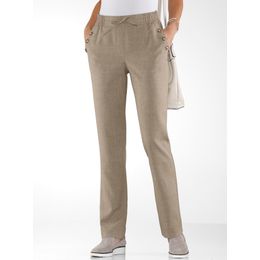 Leinenhose Classic Basics, Damen, Gr. 22, Kurzgr&ouml;&szlig;en, grau (taupe), 100% Polyester, unifarben, lang, Hosen Leinenhose