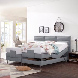Boxbett, grau, B:194cm L:210cm, Box und Kopfteil: Feinstrukturstoff (77% Polyester und 23% Viskose);Bezug der Obermatratze: 100% Polyester, Westfalia Schlafkomfort, Komplettbetten, Boxbett, mit Motor in diversen Ausf&uuml;hrungen