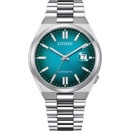 Automatikuhr Citizen "TSUYOSA 60h", silber (silberfarben, t&uuml;rkis), Armbanduhren, Damen, Automatikuhr, Armbanduhr, Damenuhr, Herrenuhr, Edelstahlarmband, Saphirglas, Datum