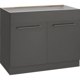 Wiho-K&uuml;chen Sp&uuml;lenschrank WIHO K&Uuml;CHEN "Unna", grau (front und korpus: anthrazit), B:100cm H:82cm T:57cm, Schr&auml;nke, Sp&uuml;lenschrank, 100 cm breit, ohne Arbeitsplatte