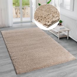 Hochflor-Teppich Bruno Banani "Shaggy Soft" Gr. 3, beige, B:120cm H:30mm L:180cm, Kunstfaser, Teppiche, Hochflor-Teppich, gewebt, Uni Farben, besonders weich und kuschelig, Kundenliebling, Topseller