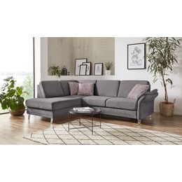 Sit & More Ecksofa SIT & MORE "Clio L-Form", grau (steel), B:254cm H:89cm T:190cm, Sofas, Ecksofa, wahlweise mit Bettfunktion und Bettkasten, inklusive Federkern
