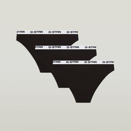 G-Star Raw Hipster G-STAR "FLUORITE, 3 PACK HIPSTER BRIEFS", Damen, Gr. XS, 3 Stk., schwarz, Jersey, Obermaterial: 95% Baumwolle, 5% Elasthan, unifarben, eng, Unterhosen Hipster, mit Logobund