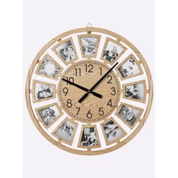 Wanduhr HEINE HOME, beige (natur), Wanduhren, B/H/T: 60cm x 60cm x 3,5cm, Wanduhr, B:60cm H:60cm T:3,5cm