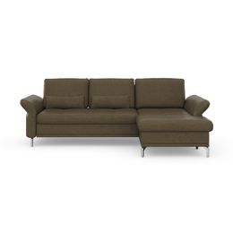 Ecksofa Home Affaire "Palm Beach L-Form", gr&uuml;n (olive), B:269cm H:89cm T:175cm, 100%Polyester, Sofas, Ecksofa, Federkern, mit Sitztiefenverstellung, wahlweise mit Bettfunktion