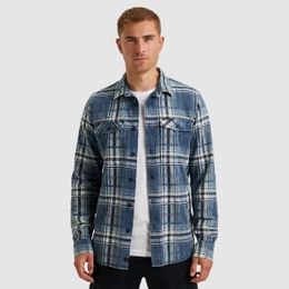 PME-Legend Langarmhemd PME LEGEND, Damen, Gr. 4XL, N-Gr, real indigo, Web, Obermaterial: 100% Baumwolle, kariert, regular fit normal, Manschette, Hemden Langarmhemd, mit Karo Muster