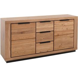 Sideboard MCA LIVING "Greno Sideboard II", beige (naturfarben), B:163cm H:80cm T:40cm, Holzwerkstoff, Massivholz, Sideboards, Sideboard, durchgehende Lamelle