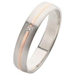 Trauring Firetti "Schmuck Geschenk Gold 375 Hochzeit Ehering Trauring "LIEBE" Gr. 18, rosa (wei&szlig;goldfarben, ros&eacute;goldfarben), Fingerringe, Damen, 18, 0,01 SI = kleine Einschl&uuml;sse mit Brillant, Ros&eacute;gold 375 Wei&szlig;gold 375, 4mm, Ros&eacute;gold 375, Wei&szlig;gold 375, Trauring, Made in Germany, wahlweise mit oder ohne Brillant