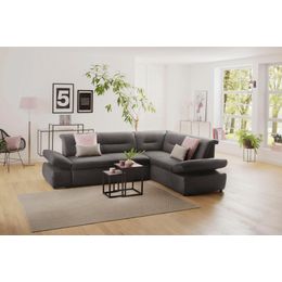 Ecksofa Home Affaire "Avesa L-Form", braun (schlamm), B:275cm H:80cm T:211cm, 100% Polyester, Sofas, Ecksofa, Wahlweise mit Arm- und Bettfunktion, B/T/H: 275/211/80 cm