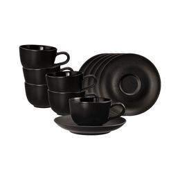 Tasse Seltmann Weiden "Espressotassen mit Untertassen Liberty Velvet Black 100 ml 6er Set schwarz", schwarz, 6 tlg., Porzellan, Trinkgef&auml;&szlig;e, Tasse
