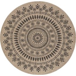 Teppich LIVABLISS "ILA", beige (natur), H:8mm &Oslash;:160cm, Kunstfaser, Teppiche, Teppich, Teppich In- /Outdoor Boho Jute-Optik, Balkon, Terrasse, Garten, Rund
