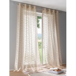 Gardine HEINE HOME Gr. 4, beige, B:135cm H:245cm, Polyester, Gardinen, Gardine