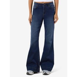 Slim-fit-Jeans Noisy may "NMROOXY HW FLARE JEANS VI580MB NOOS", Damen, Gr. 31, L&auml;nge 30, medium blau denim, Denim/Jeans, Obermaterial: 69% Baumwolle, 29% Polyester, 2% Elasthan, unifarben, slim fit kn&ouml;chellang, Jeans Slim-fit-Jeans