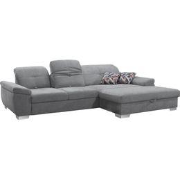 Ecksofa Alina "Tessa", grau (mittelgrau xbo 19), B:300cm H:91cm T:199cm, Struktur weich (100% Polyester), Sofas, Ecksofa, inkl. Sitztiefenverstellung, wahlweise mit Bettfunktion und Bettkasten