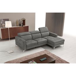 Ecksofa Egoitaliano "Matt, erstklassiger Sitzkomfort, aufwendige Detailverarbeitung, L-Form", grau (steingrau), B:247cm H:100cm, Luxus-Micofaser Lederoptik (100% Polyester) ist ein neues technisches Gewebe mit einem visuellen und taktilen Aspekt, der dem Nubuk sehr nahe kommt, mit innovativen Eigenschaften. Seine au&szlig;erordentliche Weichheit kommt von einem exklusiven Produktionsprozess, der Unreinh