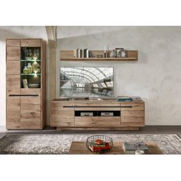 Wohnwand Innostyle "BELLANO", braun (au&szlig;en viking oak nature nb, innen graphit nachbildung), B:299cm H:202cm T:44cm, Glas, Holzwerkstoff, MDF, Kastenm&ouml;bel-Sets, Wohnwand, inkl. LED-Beleuchtung