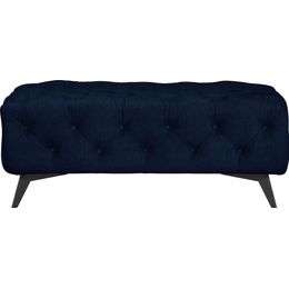 Polsterhocker Home Affaire "Glynis", blau (deep ocean), B:120cm H:45cm T:80cm, Struktur (100% Polyester);Samtoptik (100% Polyester), Hocker, Polsterhocker, aufw&auml;ndige Knopfheftung, moderne Chesterfield Optik, Fu&szlig;farbe w&auml;hlbar