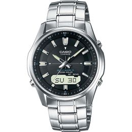 Funkchronograph CASIO FUNK "LCW-M100DSE-1AER", silber (silberfarben), Armbanduhren, Herren, Funkchronograph, Solaruhr, Armbanduhr, Herrenuhr, Funkuhr, Edelstahlarmband, Weltzeit