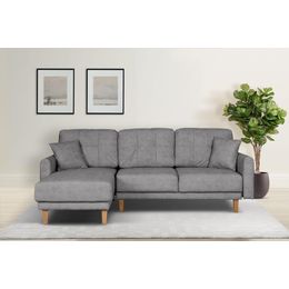 Ecksofa Home Affaire "TRIPLO optionale Schlafsofa mit Bettkasten, Ma&szlig;e B/T/H: 234/164/89 cm", grau, B:234cm H:89cm T:164cm, 100% Polyester, Sofas, Ecksofa, L-Form wahlweise mit Bettfunktion - Liegefl&auml;che 132x210 cm