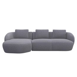 Wohnlandschaft FLEXLUX "Torino, rund, L-Form, Sofa-Ecke mit Recamiere, Longchair-Sofa", grau (steel), B:276cm H:85cm T:146cm, Sofas, Wohnlandschaft, Modernes, organisches Sofa-Design, Kaltschaum, Wellenunterfederung