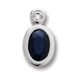 Kettenanh&auml;nger ONE ELEMENT "0.02 ct Diamant Brillant Safir Anh&auml;nger aus 585 Wei&szlig;gold", silber, Schmuckanh&auml;nger, Damen, 0,02 P1 = bei 10-facher Vergr&ouml;&szlig;erung erkennbare Einschl&uuml;sse mit Brillant, Wei&szlig;gold 585, Kettenanh&auml;nger