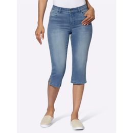 Caprijeans Casual Looks, Damen, Gr. 54, Normalgr&ouml;&szlig;en, blau (blau, bleached), 98% Baumwolle, 2% Elasthan, unifarben, knielang, Jeans Caprijeans
