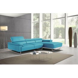 Ecksofa Egoitaliano "Malika, edel und bequem, Designsofa mit hochwertigen Bez&uuml;gen, L-Form", blau (t&uuml;rkis), B:287cm H:94cm T:165cm, Leder &raquo;BULL&laquo; (echtes Rindsleder). Geschliffenes, pigmentiertes und behandeltes Rindsleder mit einer Dicke von 1, 3-1, 5 mm. Dieses Leder zeigt eine ziemlich weiche Hand mit einem halb undurchsichtigen Aussehen. Es handelt sich um ein gesch&uuml;tztes Leder. Eine leichte Dec