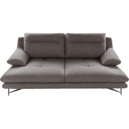 2,5-Sitzer Calia italia "Cezanne, elegant und bequem, aufwendige Detailverarbeitung", grau (34 tortora), B:195cm H:90cm T:109cm, Sofas, 2 5-Sitzer, im Strukturbezug, wahlweise mit Sitztiefenverstellung