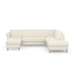 Sit & More Wohnlandschaft SIT & MORE "Visby U-Form", beige (linen), B:303cm H:87cm T:213cm, Sofas, Wohnlandschaft, wahlweise mit Bettfunktion und Stauraum, frei im Raum stellbar