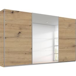 Schwebet&uuml;renschrank Rauch "Kleiderschrank Schrank Garderobe W&auml;scheschrank TOMA", braun (eiche artisan), B:360cm H:210cm T:62cm, Holzwerkstoff, Schr&auml;nke, Schwebet&uuml;renschrank, inkl. Regaleinsatz sowie zus&auml;tzlichen Einlegeb&ouml;den MADE IN GERMANY