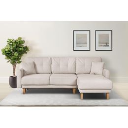 Ecksofa Home Affaire "TRIPLO optionale Schlafsofa mit Bettkasten, Ma&szlig;e B/T/H: 234/164/89 cm", beige, B:234cm H:89cm T:164cm, 88% Polyester, 9% Rayon, 3% Nylon, Sofas, Ecksofa, L-Form wahlweise mit Bettfunktion - Liegefl&auml;che 132x210 cm