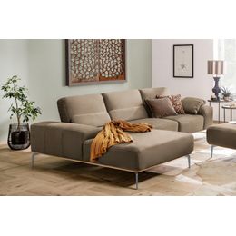 Ecksofa W.Schillig "run, Designsofa mit tollem Sitzkomfort, bequem, L-Form", beige (stone z73), B:319cm H:88cm T:178cm, Longlife Xtra-Leder Z73: Naturwalkleder der Luxusklasse aus den erlesensten Rohh&auml;uten. Hautst&auml;rke 1, 1 &ndash; 1, 3 mm;ROHLEDER Jacquard-Flachgewebe Q2 W60 (63% Polyester, 37% Polyacryl);ROHLEDER Chenille-Flachgewebe Q2 W77 (68% Polyacryl, 32% Polyester);Stoff S37 (100% Polyester), Sof